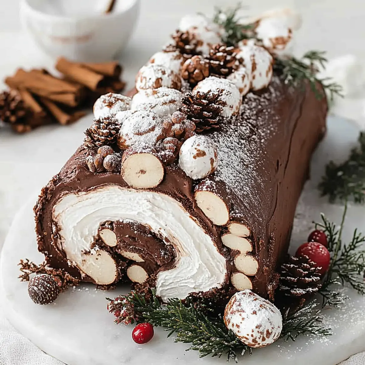 Decadent Christmas Yule Log Cake Recipe with Mascarpone Filling